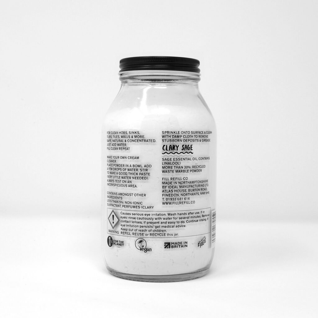 Scrub Powder 500g glass jar - Fill Refill Co - Refillable Eco Household ...