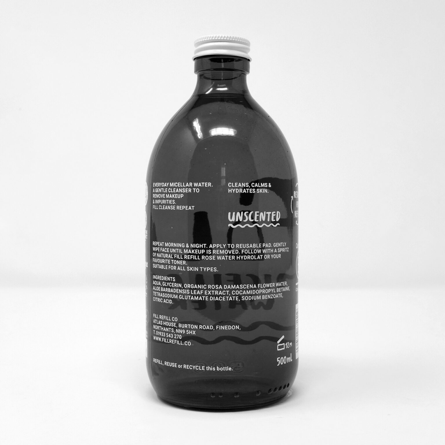 Micellar water 500ML glass bottle - Fill Refill Co - Refillable Eco ...